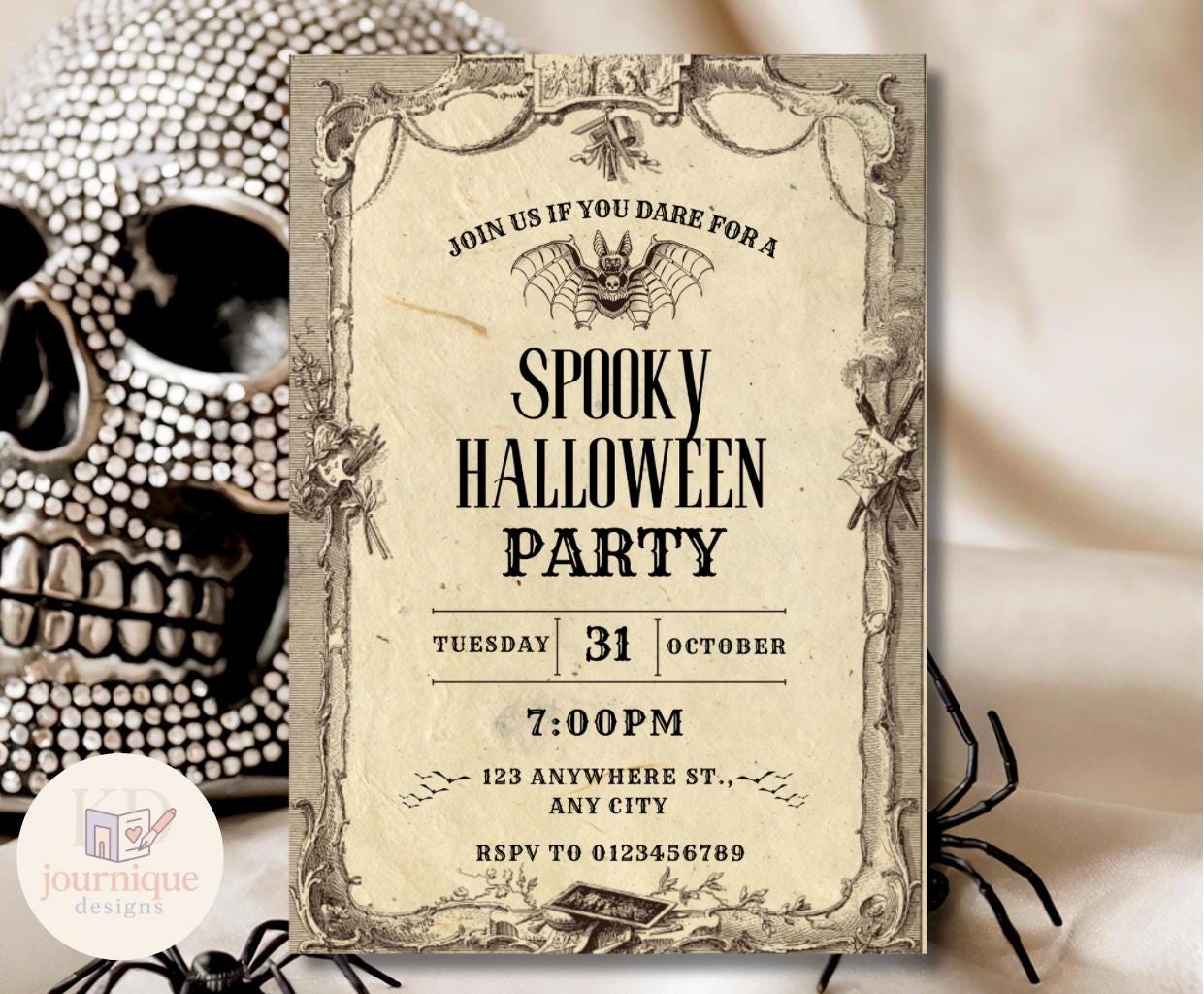 Vintage Halloween Party Invitation | Spooky Invite | Editable Template ...