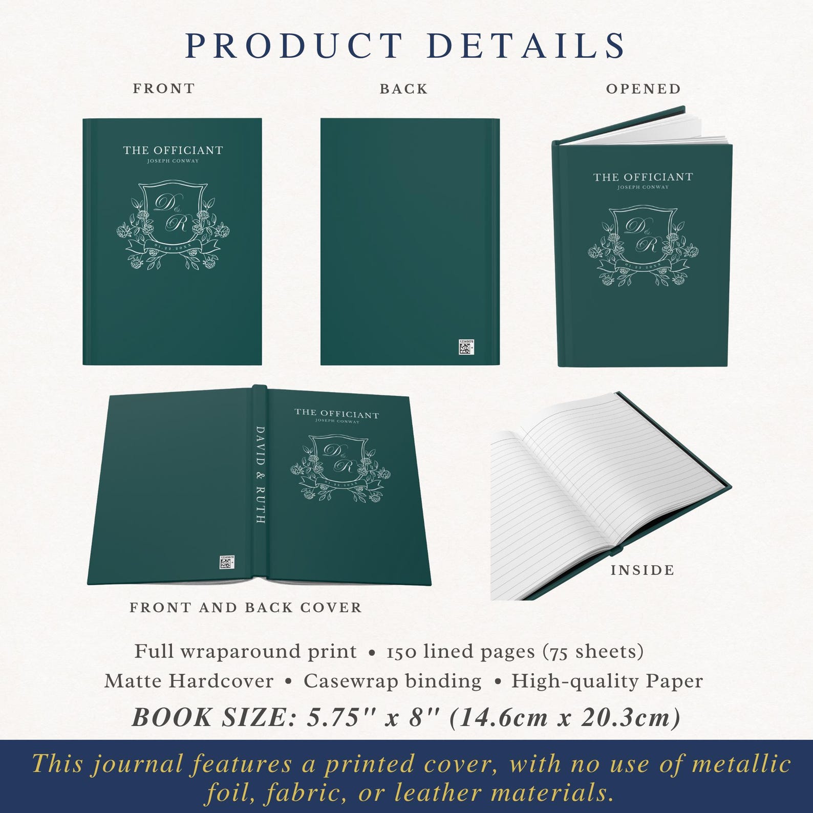 Custom Wedding Officiant Ceremony Book Journal Keepsake Marriage Script ...
