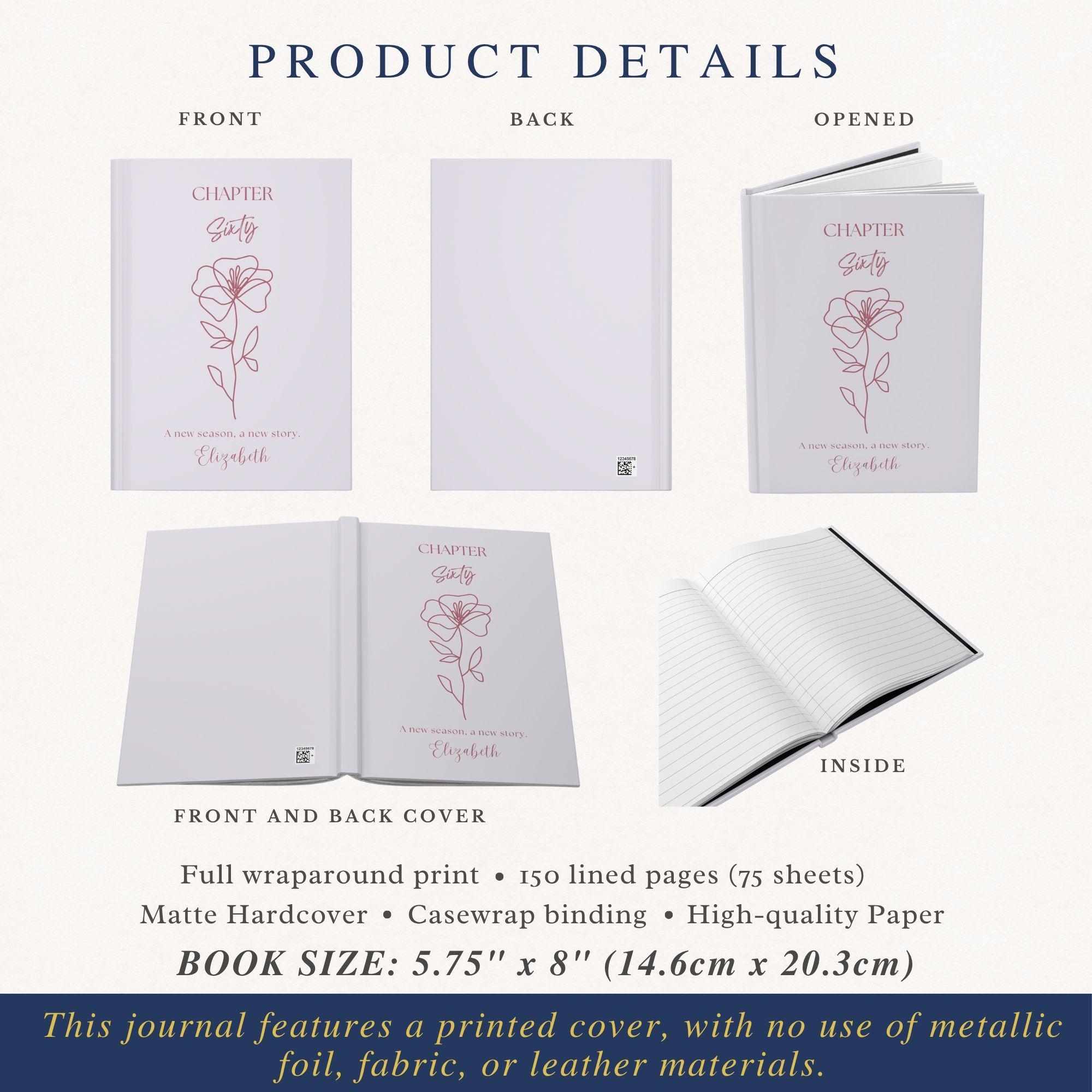 Personalized 60th Birthday Gift for Women Notebook: Chapter 60 Journal ...