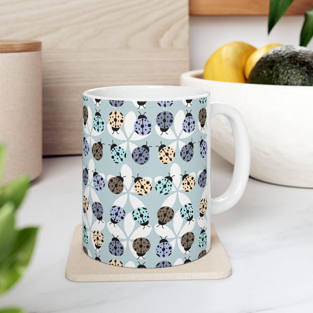 Ladybug Ceramic Coffee Mug – Insect Pattern, Nature Gift - Etsy