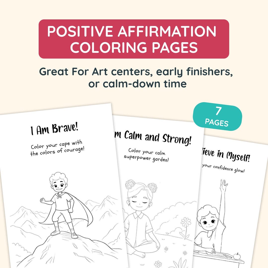 Positive Affirmation Coloring Pages for Kids | Printable SEL Activities ...