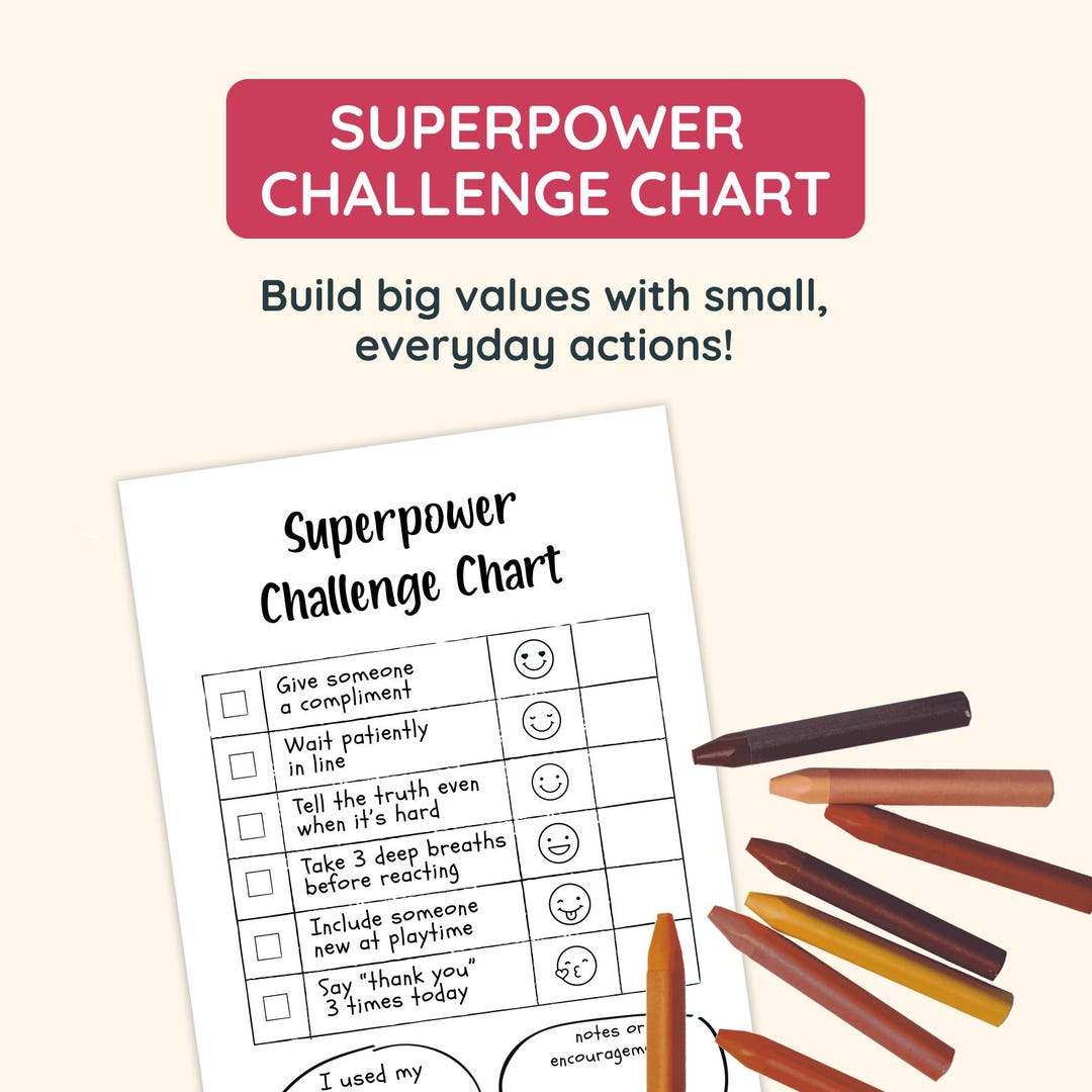 Superpower Challenge Chart for Kids | Printable SEL Behavior Chart ...