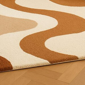 Retro Wave Area Rug – Earth Tone Abstract Carpet - Etsy UK