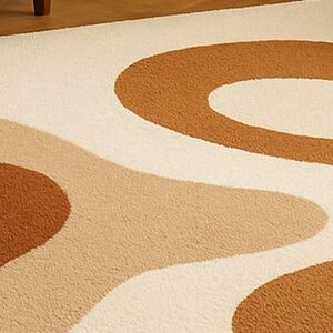 Retro Wave Area Rug – Earth Tone Abstract Carpet - Etsy UK