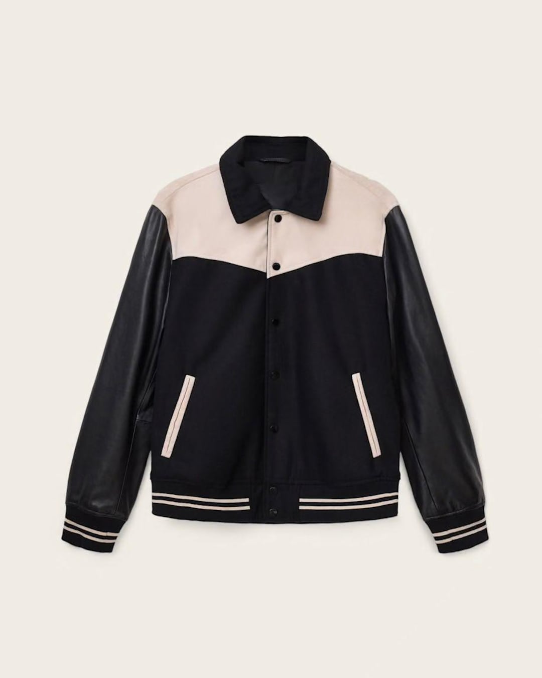 Men’s Two-tone Varsity Leather Jacket - Etsy