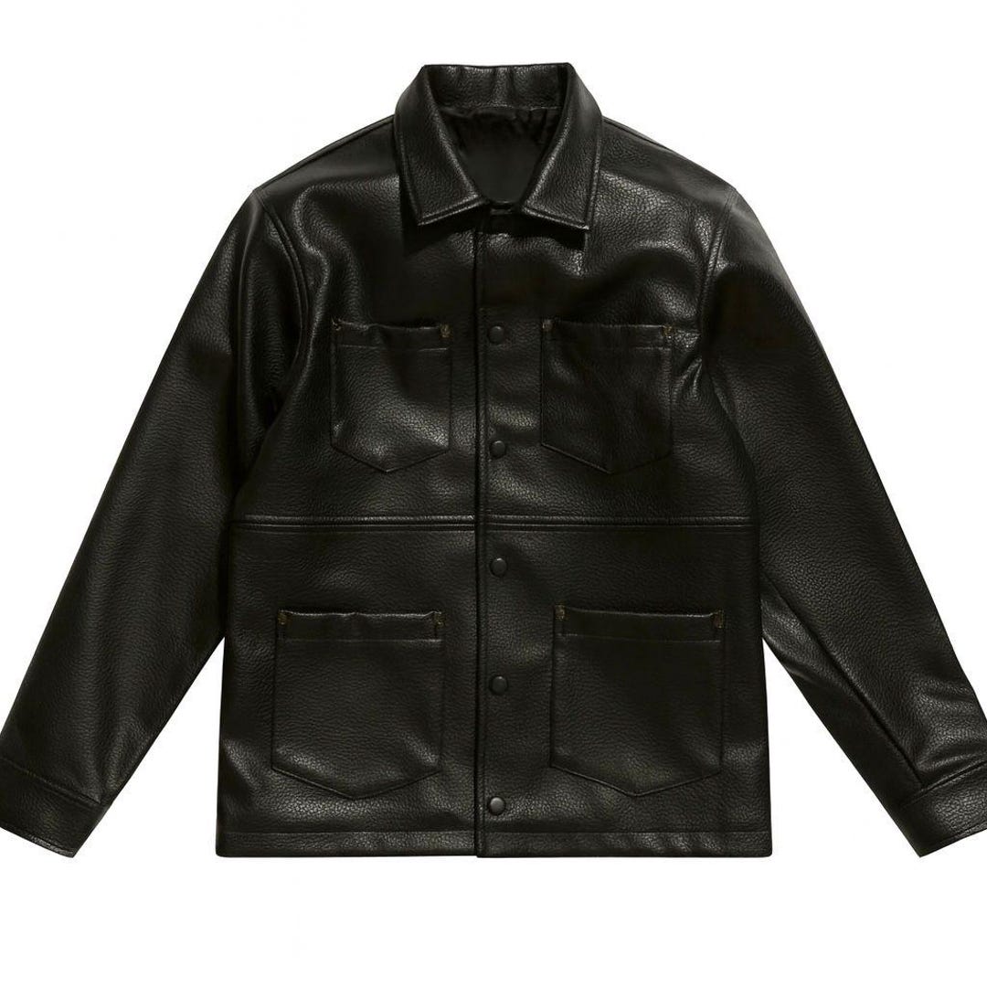 Sheep Leather Utility Shirt Jacket - Etsy