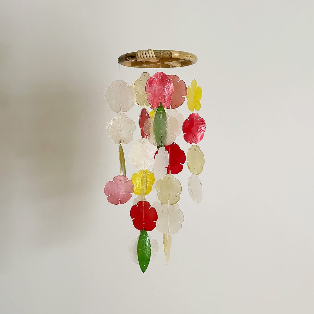 Flower Leaves/red/yellow/capiz Shell Wind Chime/diy Craft/home Decor ...