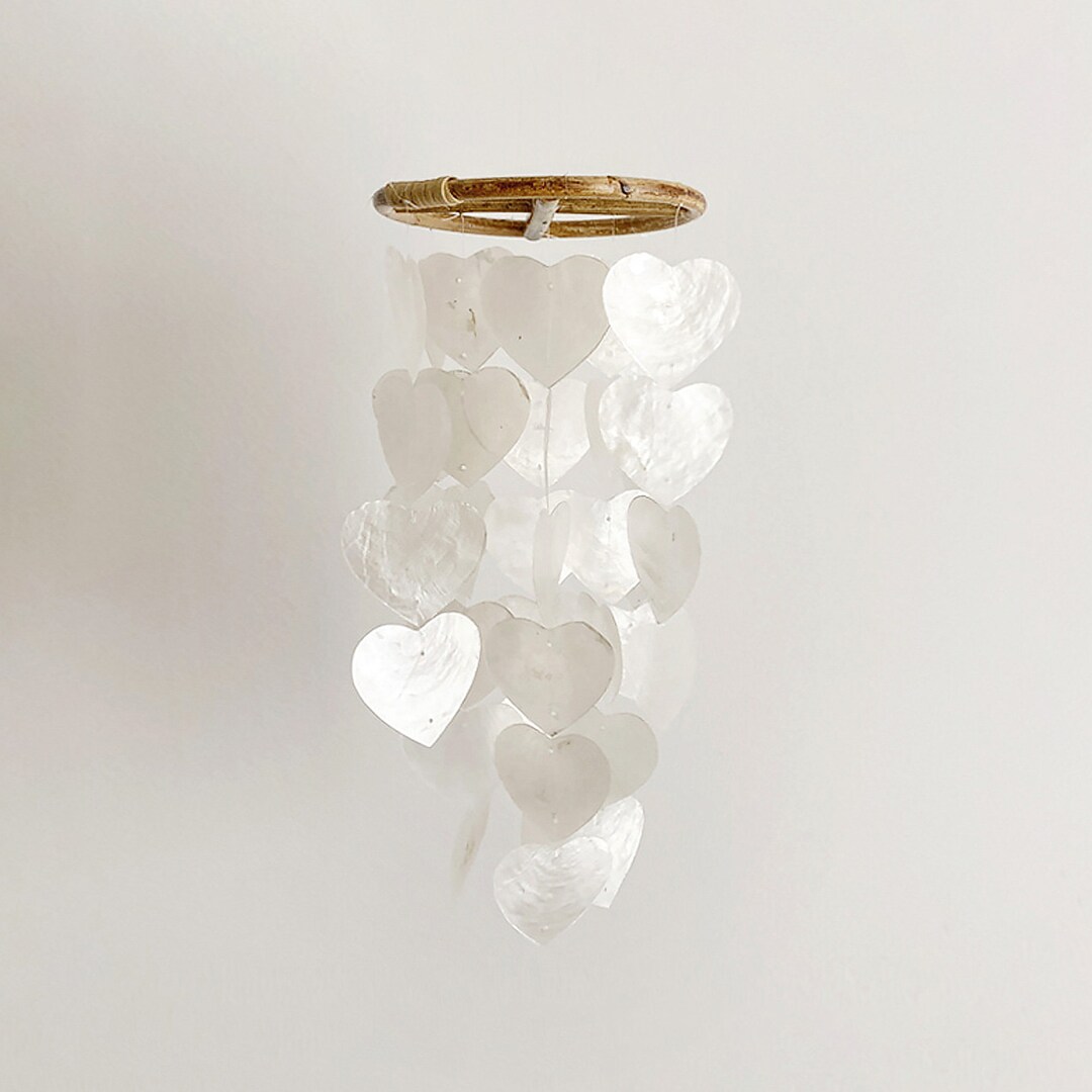 Heart/white/capiz Shell Wind Chime/diy Craft Supplies/ Home Decor ...