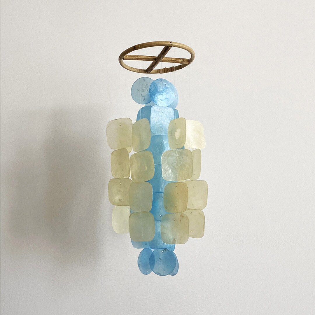 Square/ Blue/ Capiz Shell Wind Chime/ DIY Craft Supplies/ Home - Etsy