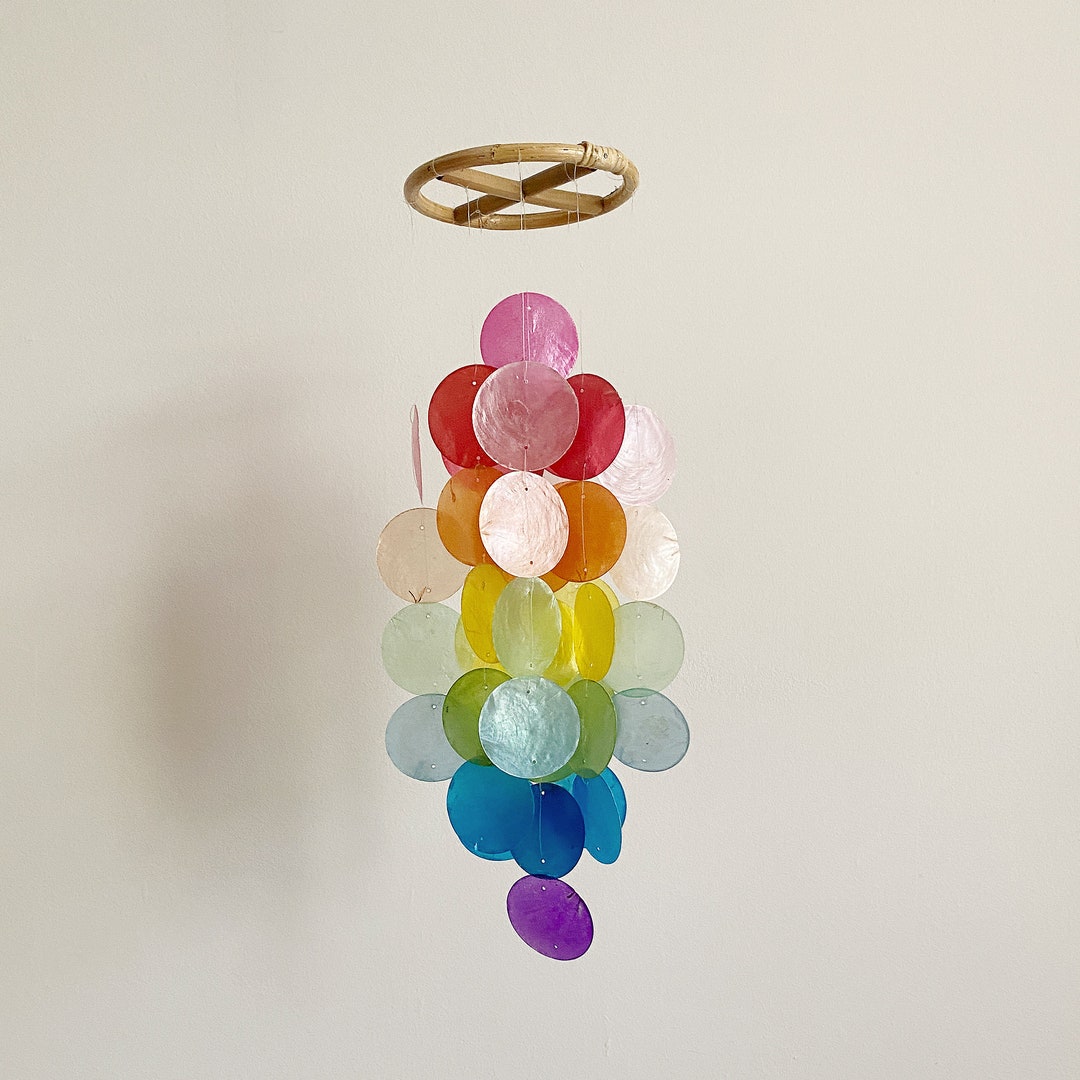 Circle/rainbow/capiz Shell Wind Chime/home Decor/wind Chimes Birthday ...