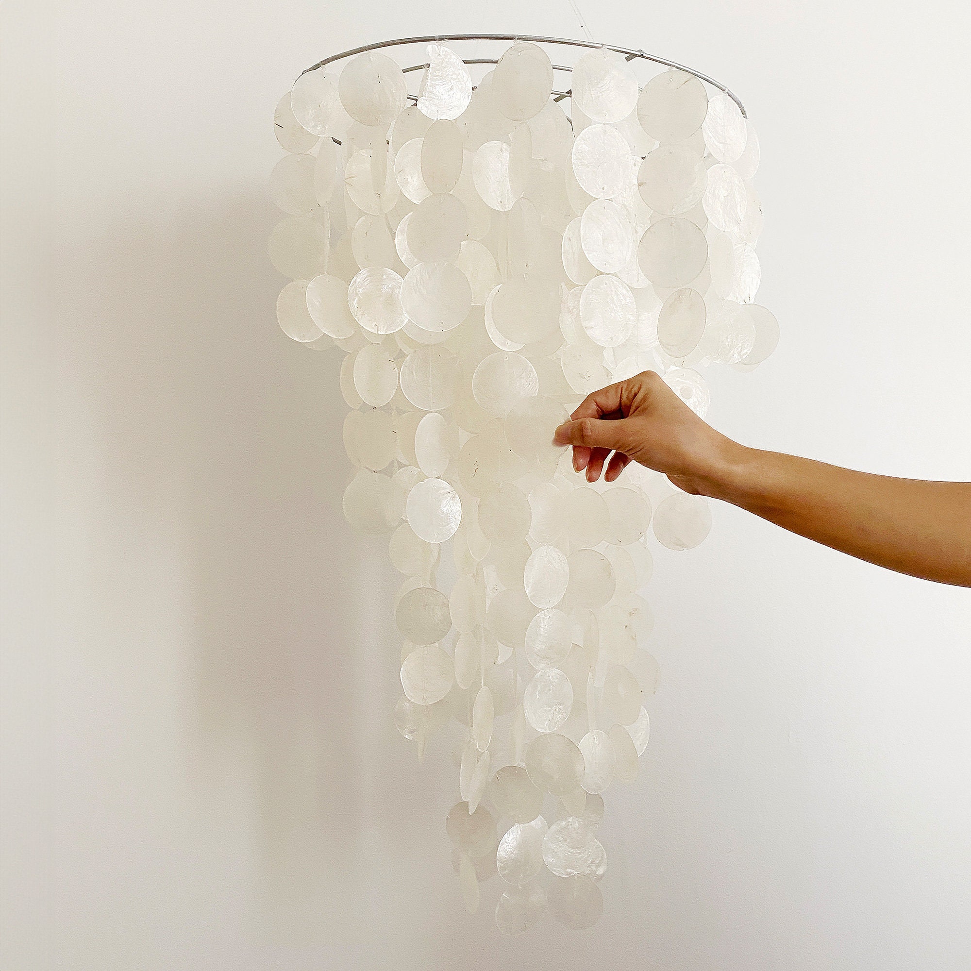 Flat/xl/white/capiz Shell Wind Chime/diy Craft Kit/home Decor/wind ...