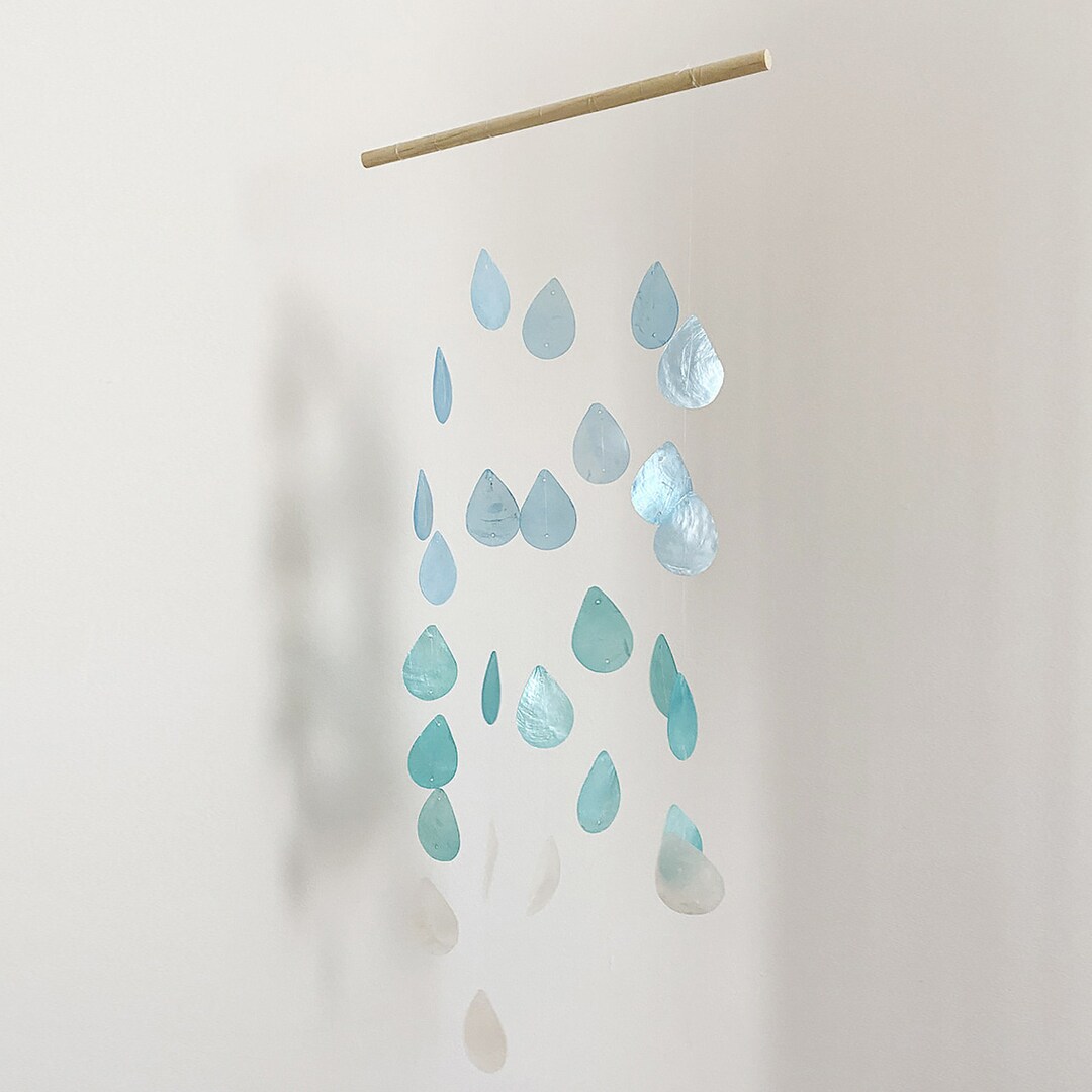Raindrop-stick/blue/capiz Shell Wind Chime/diy Craft Kit/home - Etsy
