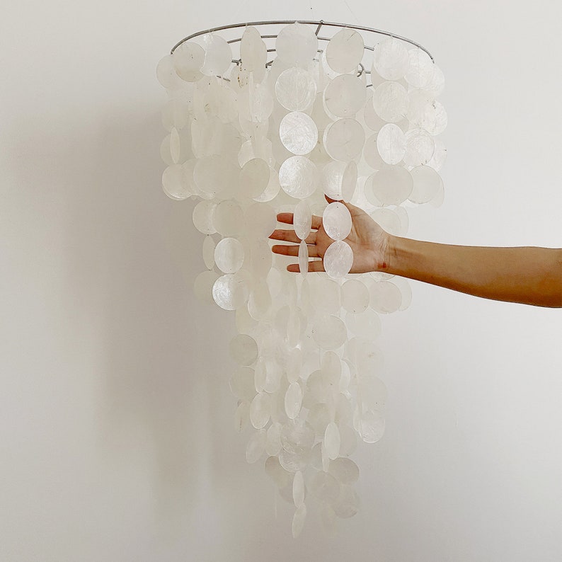 Flat/xl/white/capiz Shell Wind Chime/diy Craft Kit/home Decor/wind ...