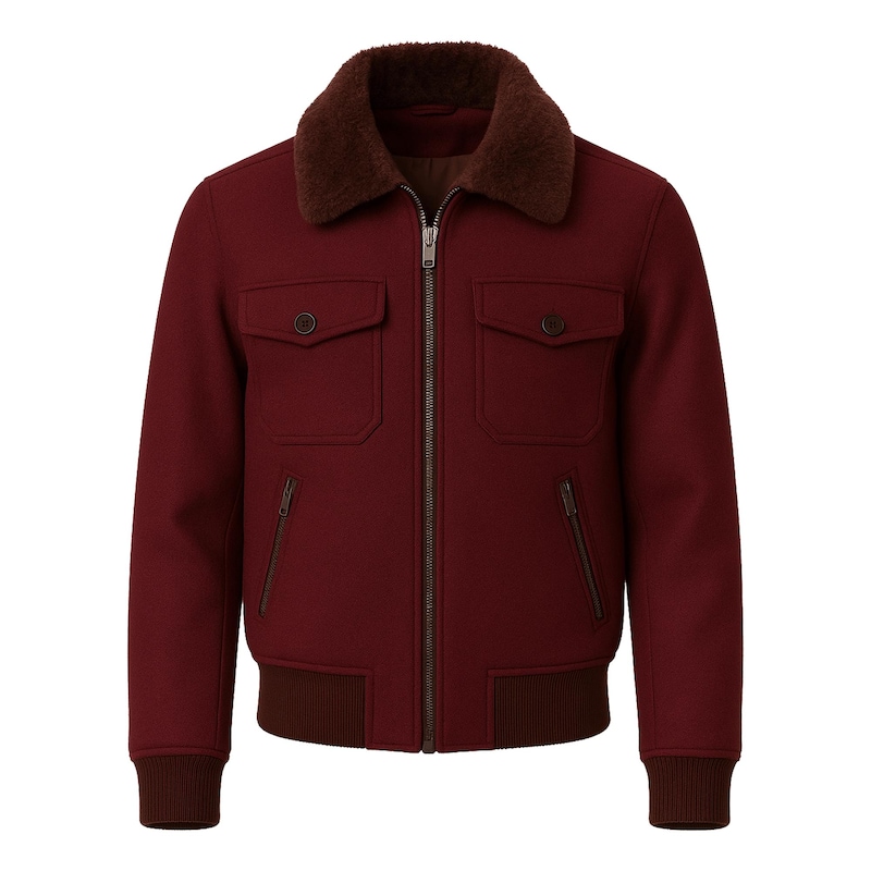 Wool Jacket Burgundy Men - Etsy UK