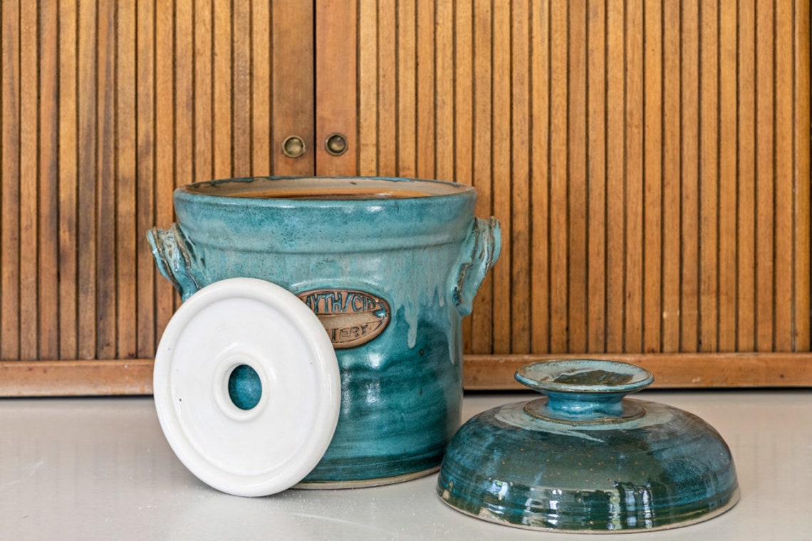 Stoneware Fermentation/food Preservation Crock With Weight and Water ...