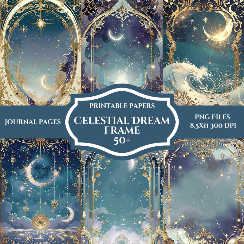 Celestial Dream Frames – 50+ Magical Starry Night Gold Frame ...