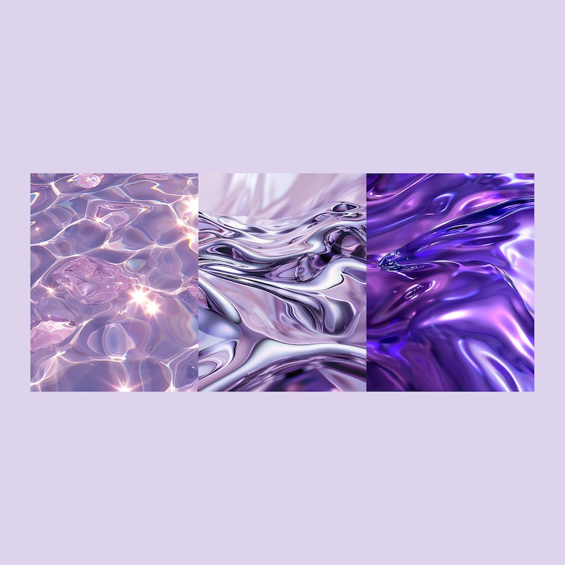 Iridescent Purple Liquid Backgrounds | Holographic Pastel Water Texture ...