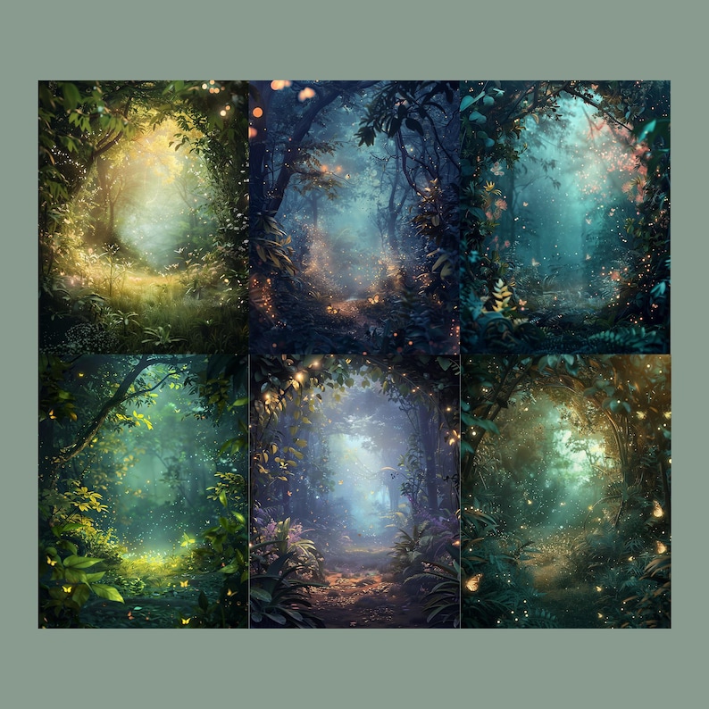 Dreamy Enchanted Forest Frames & Backgrounds | Fantasy Glow PNG Clipart ...