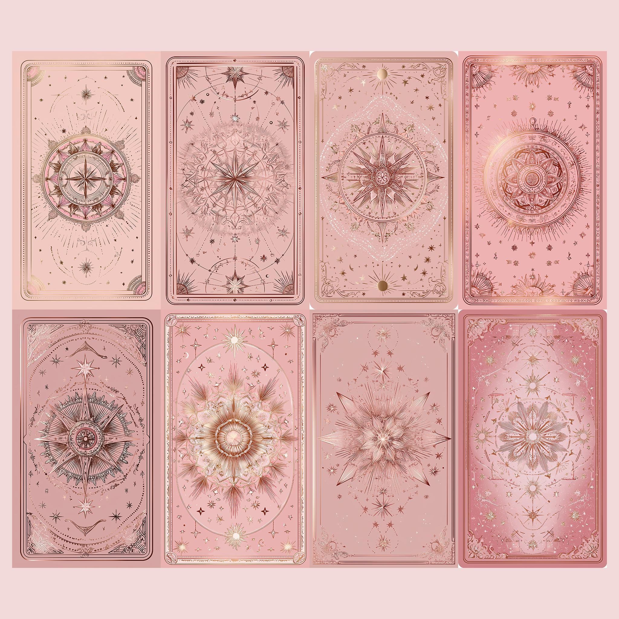 Rose Gold Tarot Card Back Designs, Pink Mystic Card Backs, Celestial ...