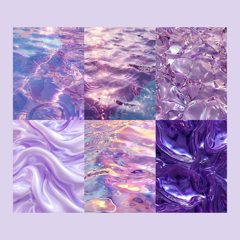 Iridescent Purple Liquid Backgrounds | Holographic Pastel Water Texture ...
