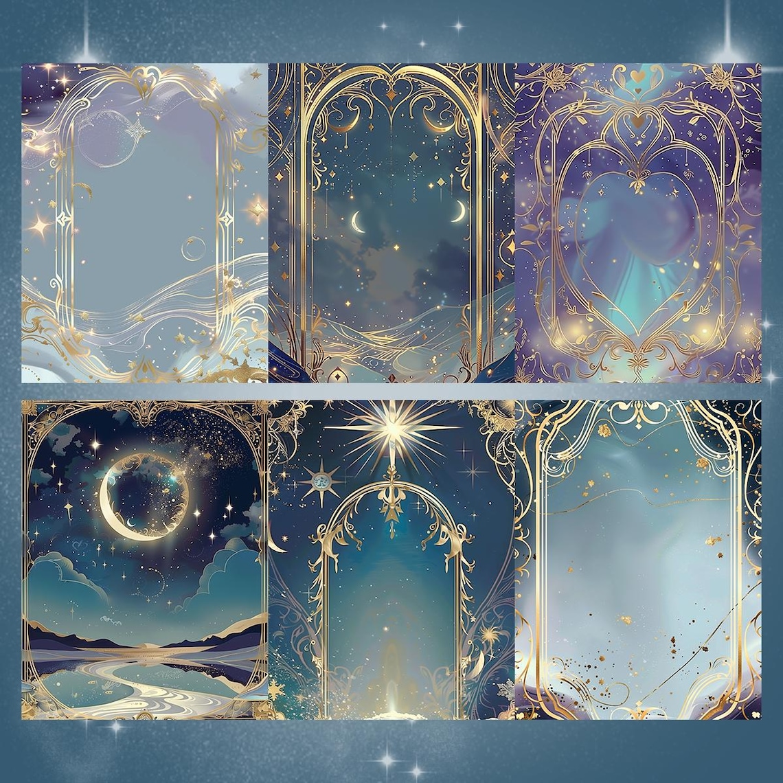 Celestial Dream Frames – 50+ Magical Starry Night Gold Frame ...