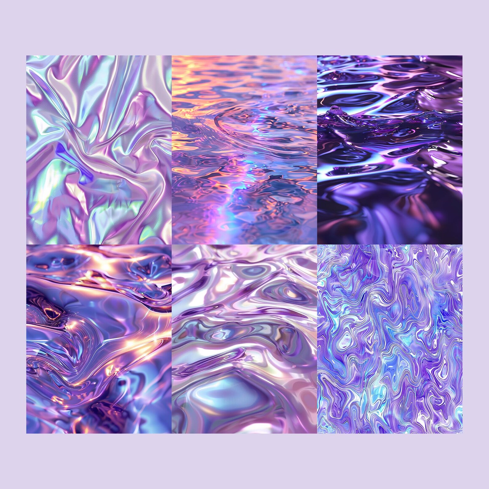 Iridescent Purple Liquid Backgrounds | Holographic Pastel Water Texture ...