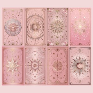 Rose Gold Tarot Card Back Designs, Pink Mystic Card Backs, Celestial ...