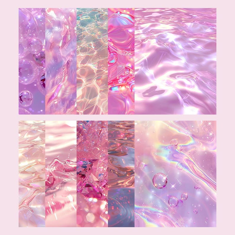 Shiny Pink Iridescent Texture Pack – 40 Holographic & Pastel ...