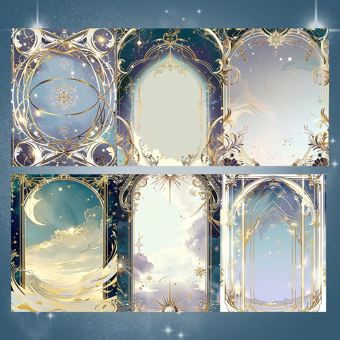 Celestial Dream Frames – 50+ Magical Starry Night Gold Frame ...