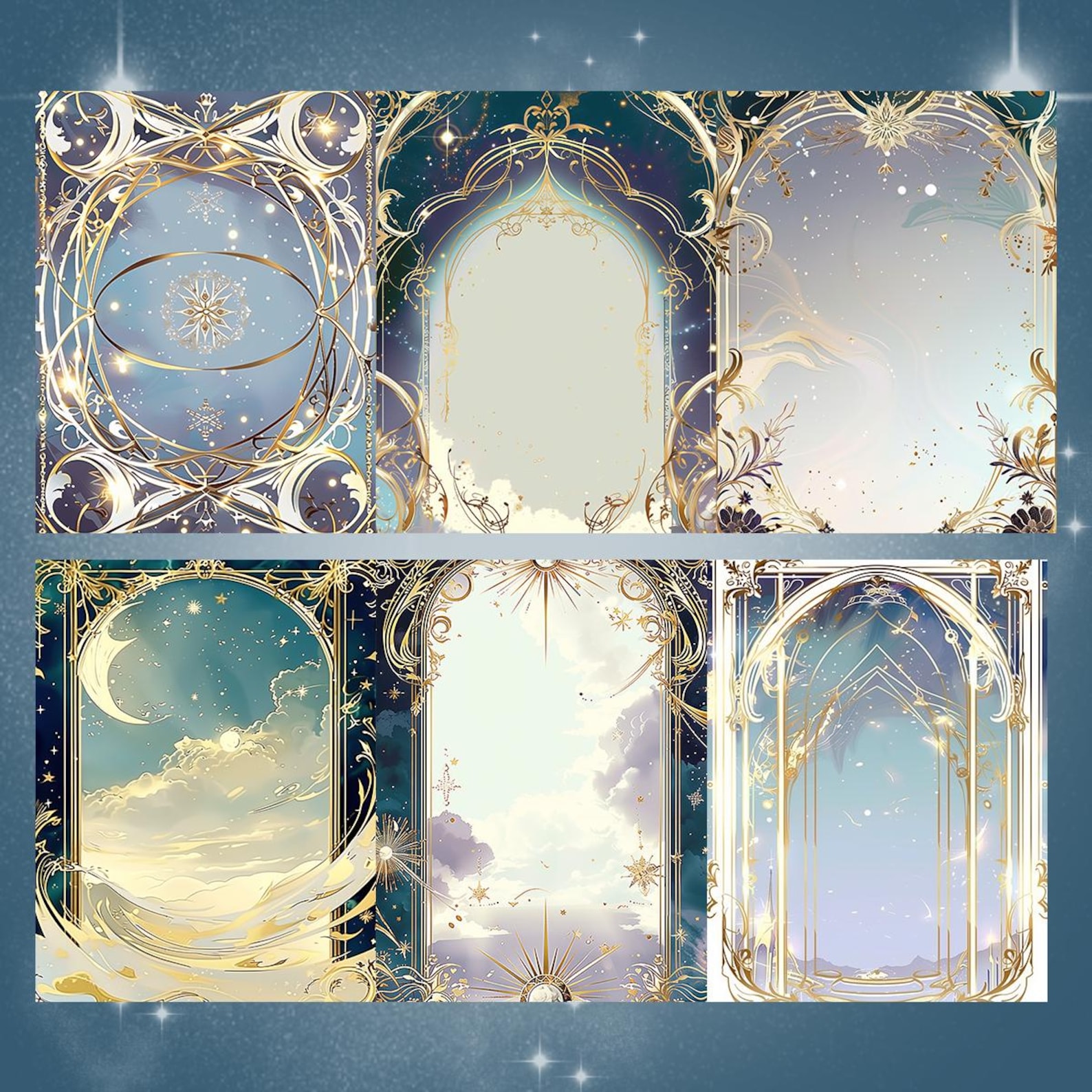 Celestial Dream Frames – 50+ Magical Starry Night Gold Frame ...