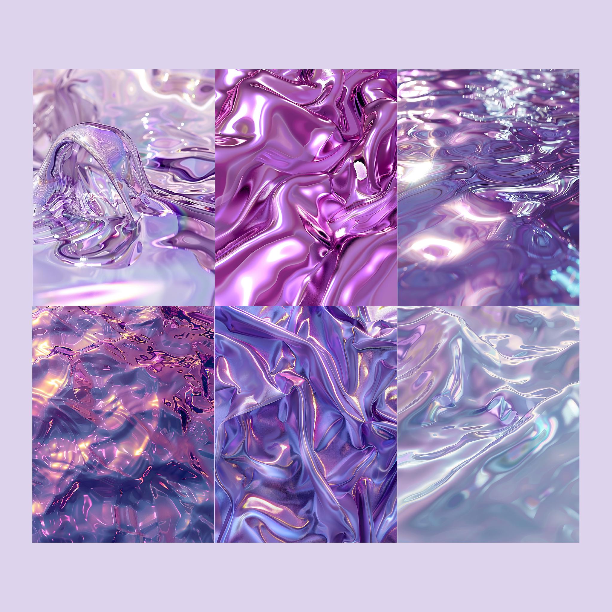 Iridescent Purple Liquid Backgrounds | Holographic Pastel Water Texture ...