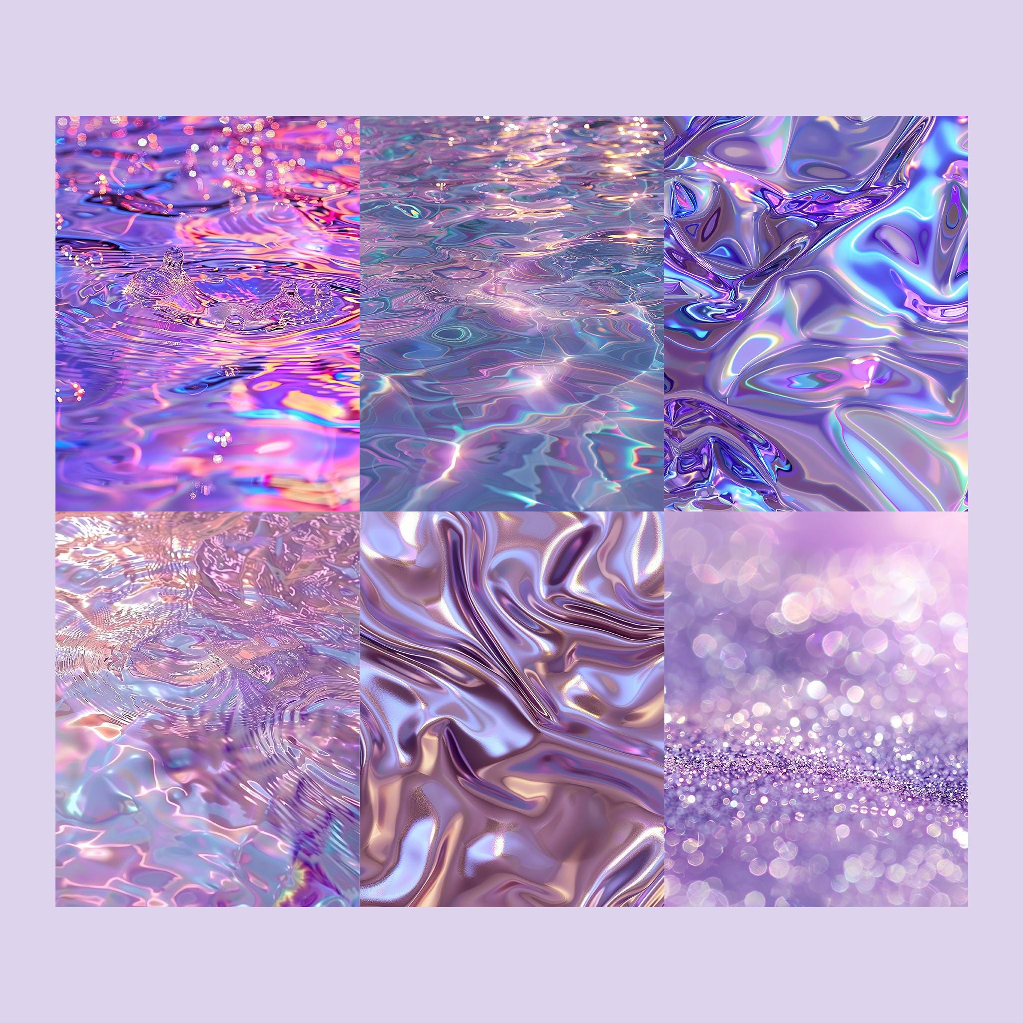 Iridescent Purple Liquid Backgrounds | Holographic Pastel Water Texture ...