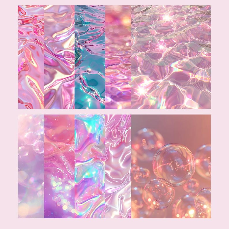 Shiny Pink Iridescent Texture Pack – 40 Holographic & Pastel ...