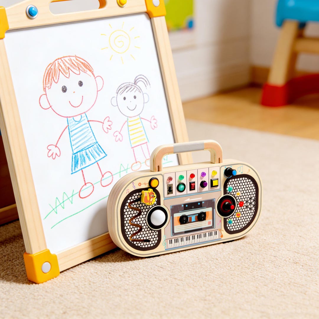 Wooden Busy Board Recorder Toy With LED Lights, Montessori Learning Toy ...
