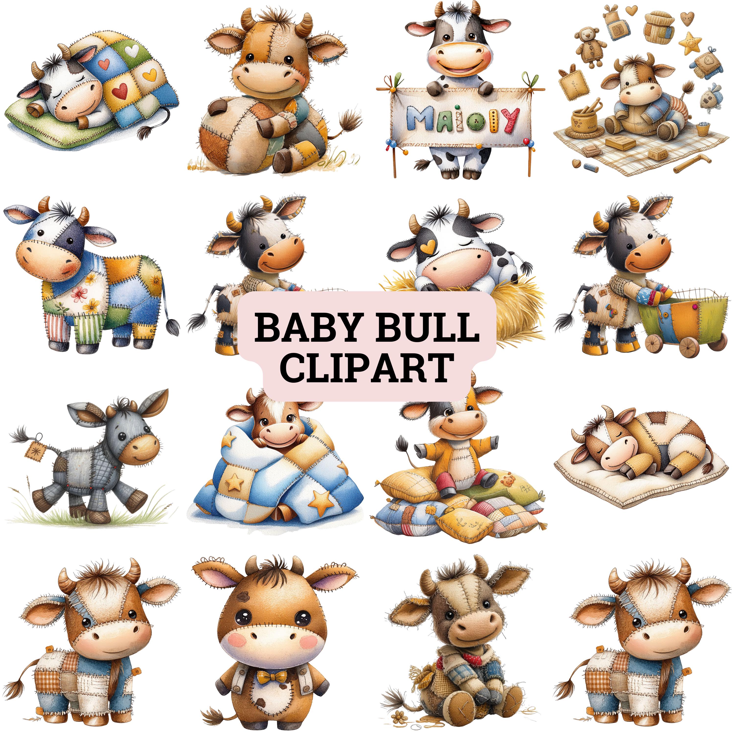 Bull Quirky Funny Cow Clipart Bundle - Transparent Background Cartoon ...
