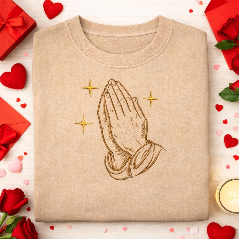 Praying Hands Minimalism Embroidery Design, Christian Faith Prayer ...