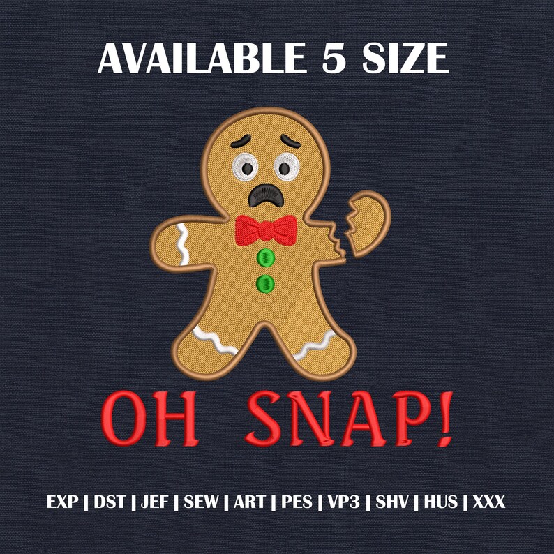 Oh Snap Gingerbread Embroidery Design, Christmas Embroidery ...