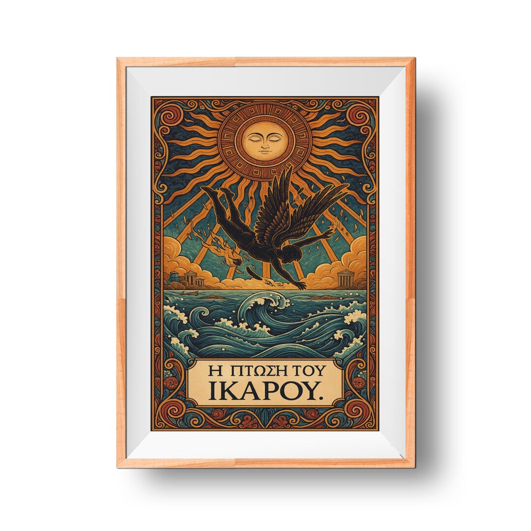 The Fall of Icarus Art - Greek Mythology Dark Academia Digital Print ...