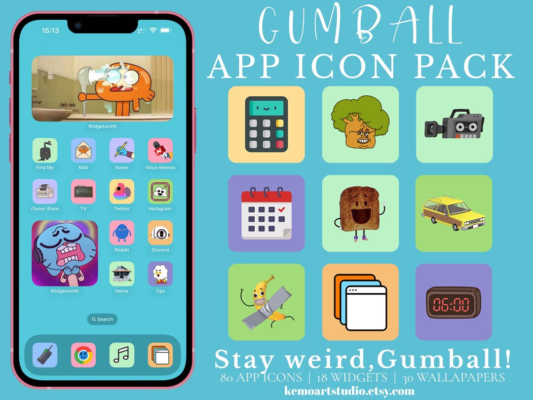 Gumball Ios & Android Icon Set | Cute Cartoon Aesthetic App Icons Pack ...