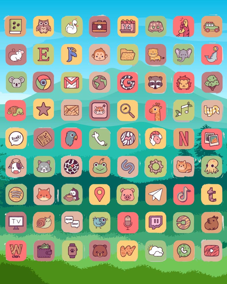 Animals Ios & Android Icon Set | Cute Animal Aesthetic App Icons Pack ...