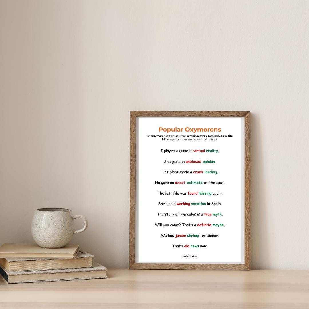 Oxymorons in English – A Fun & Educational Classroom Poster (A4 ...