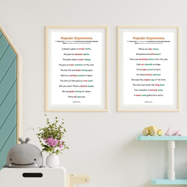 Oxymorons in English – A Fun & Educational Classroom Poster (A4 ...