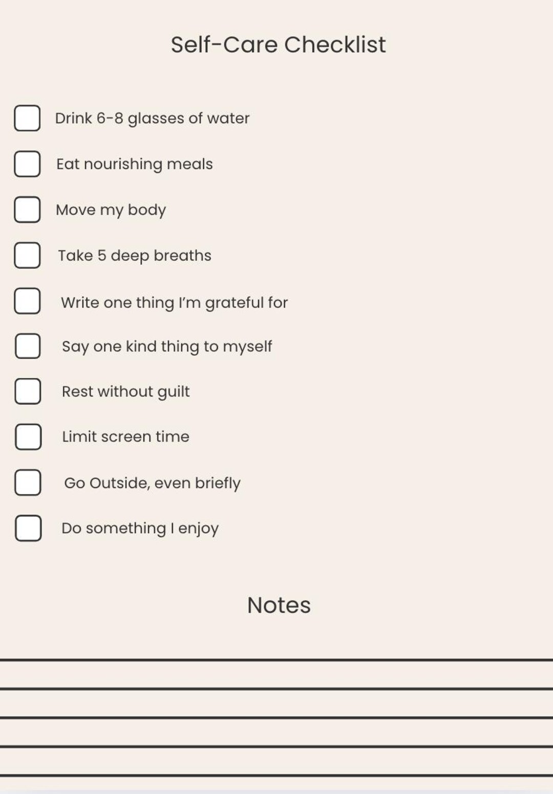 Self-care Checklist Printable | Daily Mental Health Tracker ...