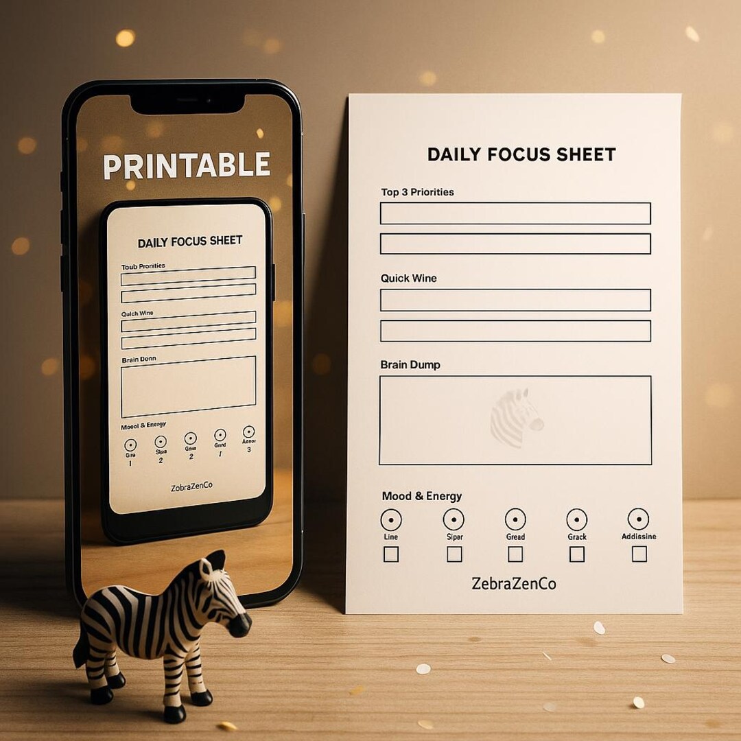 ADHD Daily Focus Planner Printable – Minimalist One-page Template | Top ...