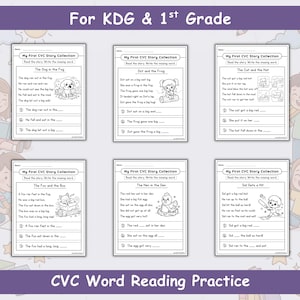 CVC Reading Comprehension Worksheets Kindergarten First Grade – 35 ...