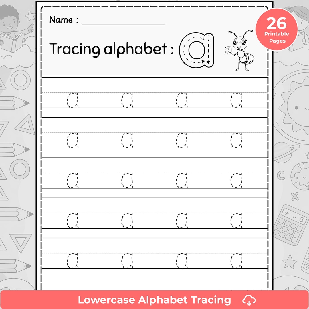 Lowercase Alphabet Tracing Worksheets Printable – 26 A–z Handwriting ...