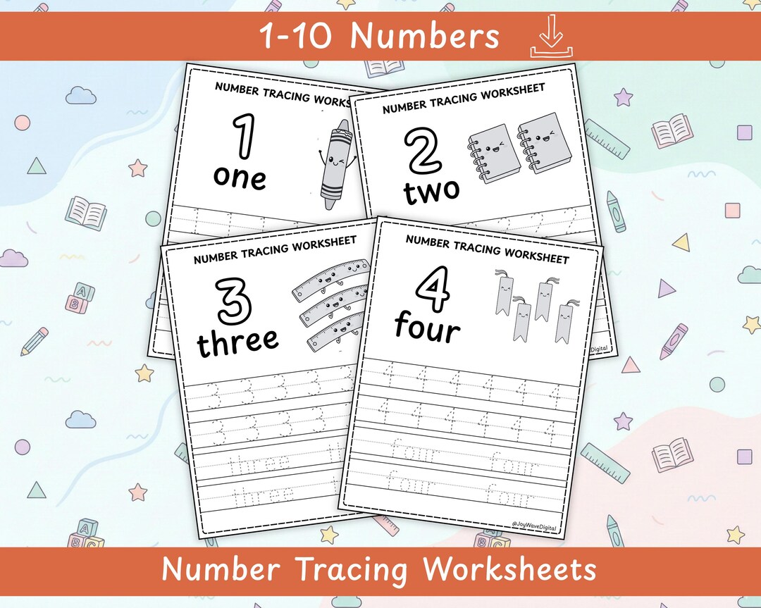 Number Tracing Worksheet 1-10: Printable Numbers Learning Activities ...