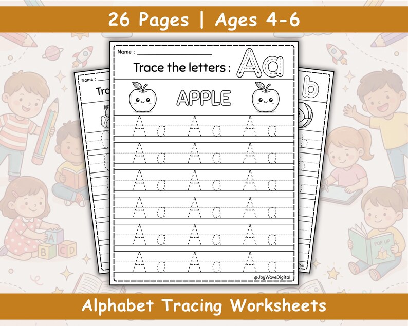 26 Alphabet Tracing Worksheets | Letter Writing Practice | Preschool ...