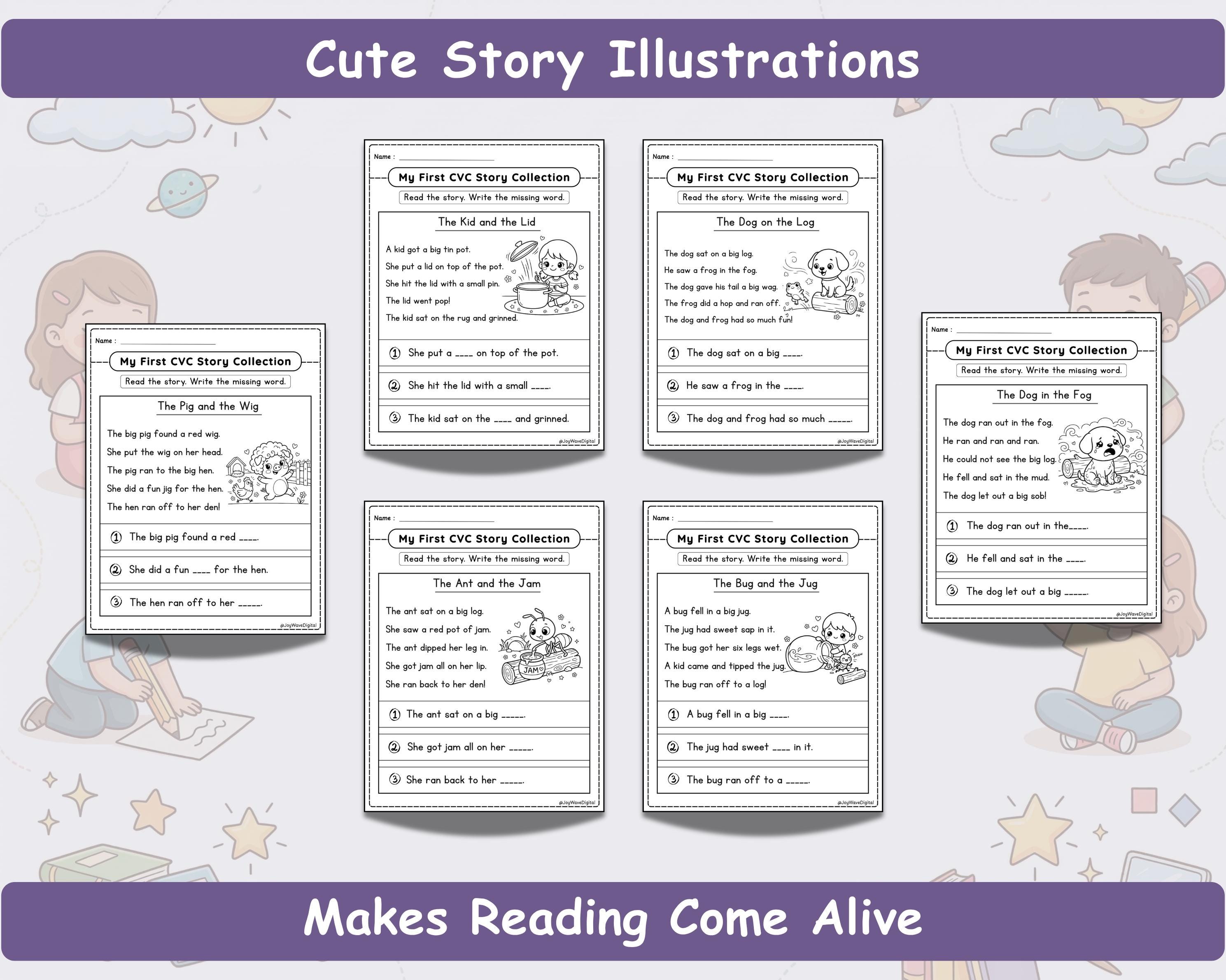 CVC Reading Comprehension Worksheets Kindergarten First Grade – 35 ...