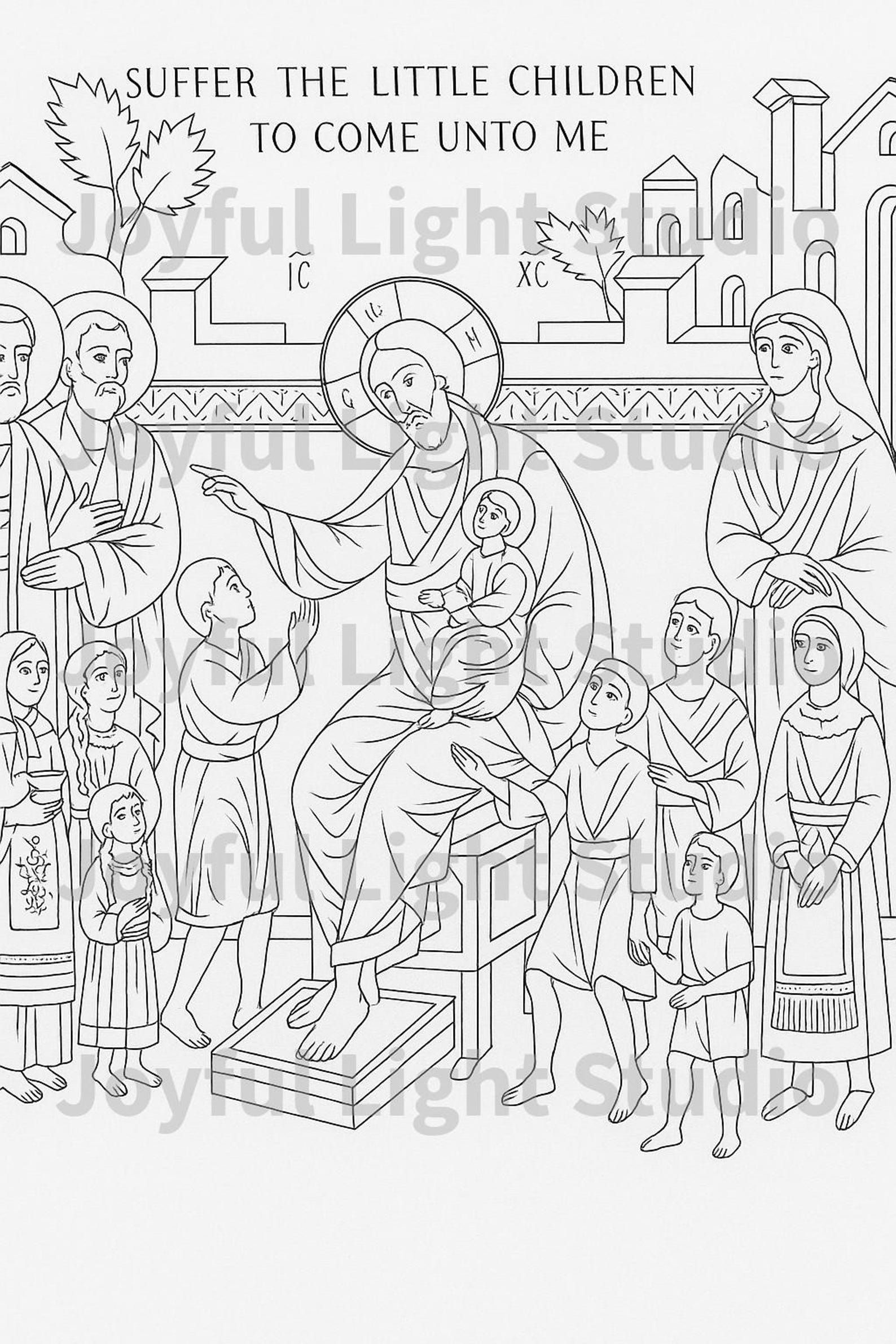 Christ Blessing Children Coloring Page: Christian Homeschool Printable ...